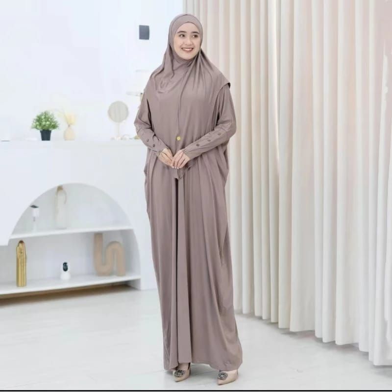 Jual Gamis jersey jumbo/Kaftan Inara Joza jersey/Gamis Abaya Set Hijab | Shopee Indonesia