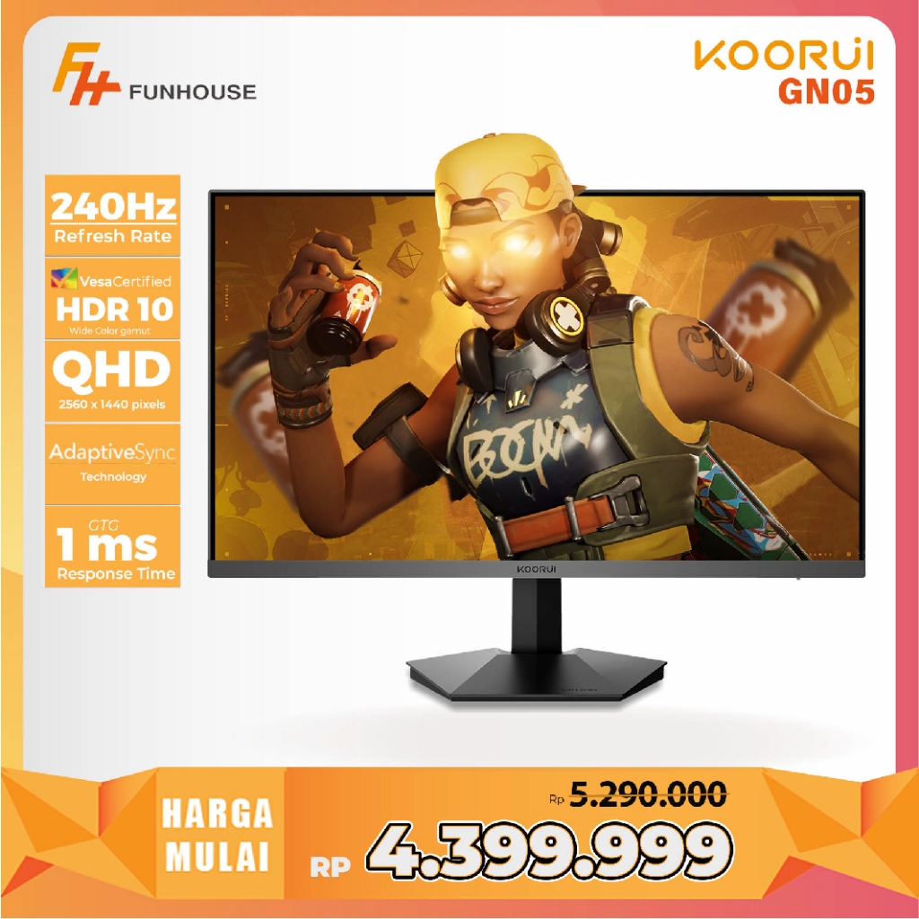 Jual KOORUI 27 inch Gaming Monitor QHD 2560 x 1440p 240Hz 1ms HDR10- GN05 | Shopee Indonesia