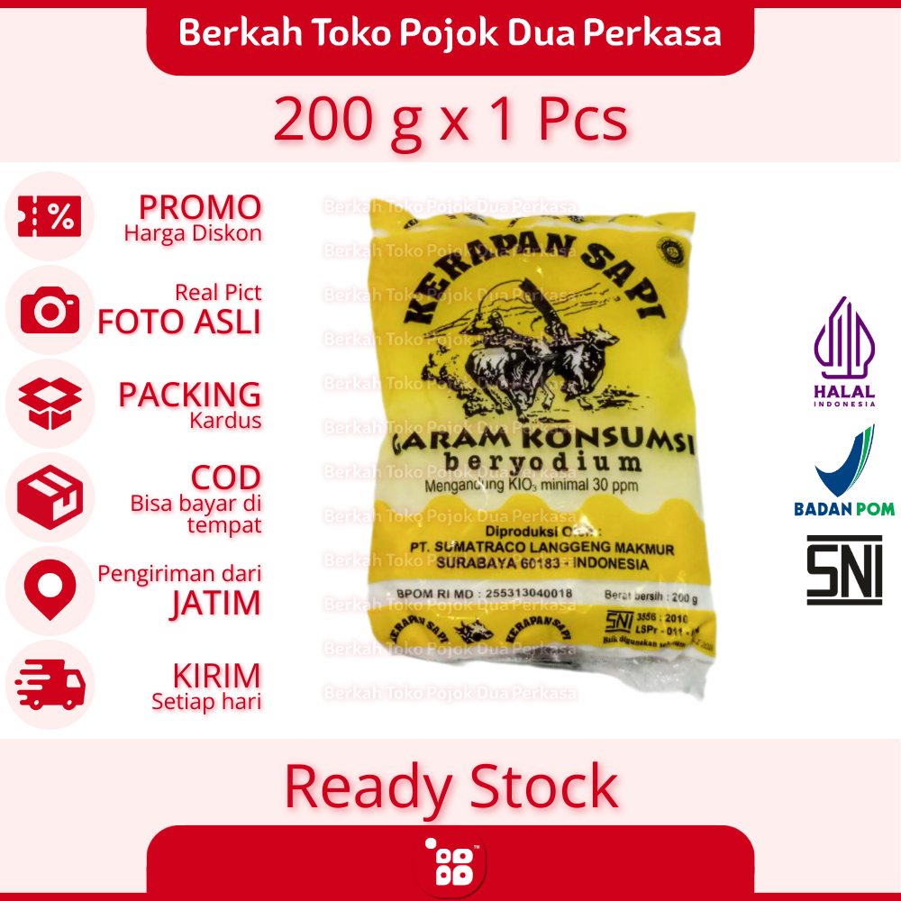 Jual Kerapan Sapi Garam Konsumsi Beryodium 200 g [JATIM] | Shopee Indonesia