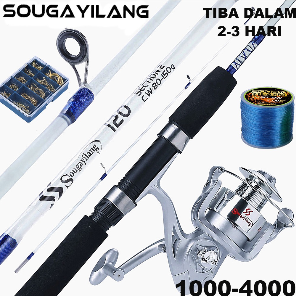 Jual Sougayilang Pancingan Set Lengkap Joran Pancing Set 1.2- 1.8m Dan Spinning Reel Pancing ...