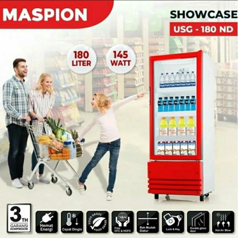 Jual Maspion USG-180ND Showcase 180 L Cooler Chiller Pendingin Minuman ...