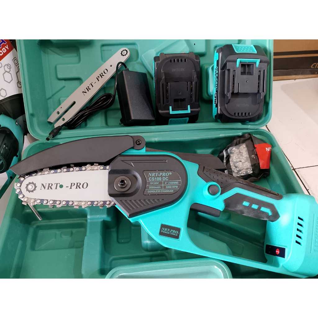 Jual Mini Chainsaw Baterai Cordless 6 & 4 Inch NRT PRO CS100 DC ...
