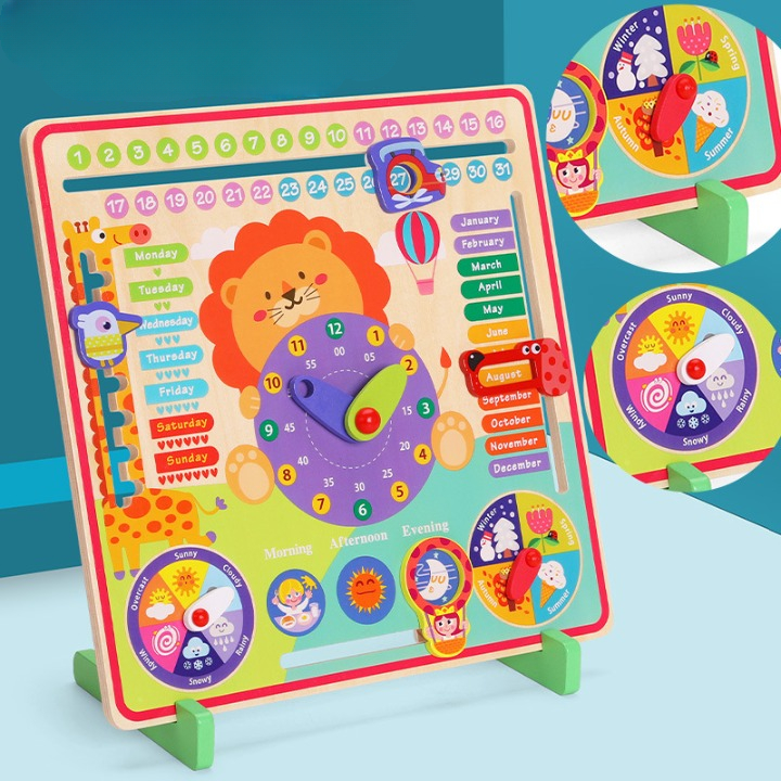 Jual Mainan Edukasi Jam Belajar Cognitif Cuaca Musim Waktu Karakter ...