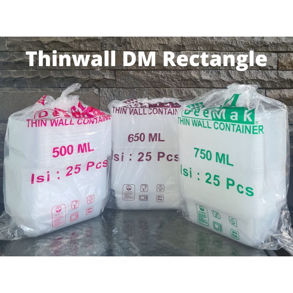 Jual Thinwall Rectangle / Persegi Panjang 200ml, 250ml, 300ml Isi 25 pcs | Shopee Indonesia