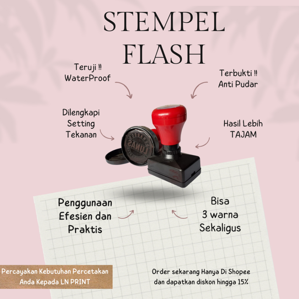 Jual Stempel Flash / Stempel Otomatis / Stempel Custom Free desain | Shopee Indonesia