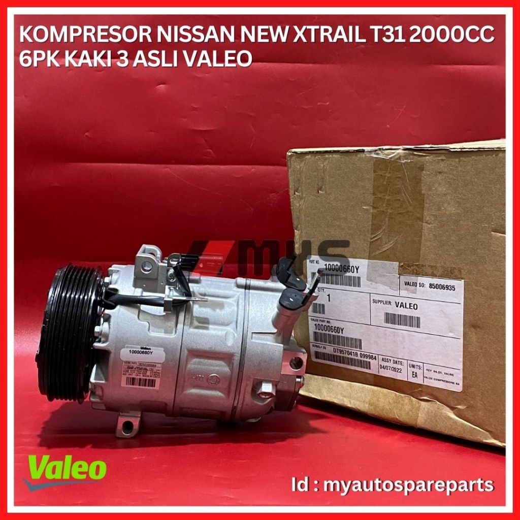 Jual COMPRESSOR AC Mobil NISSAN New Xtrail T31 2000CC 6PK Kaki 3 KOMPRESOR ASLI VALEO | Shopee ...