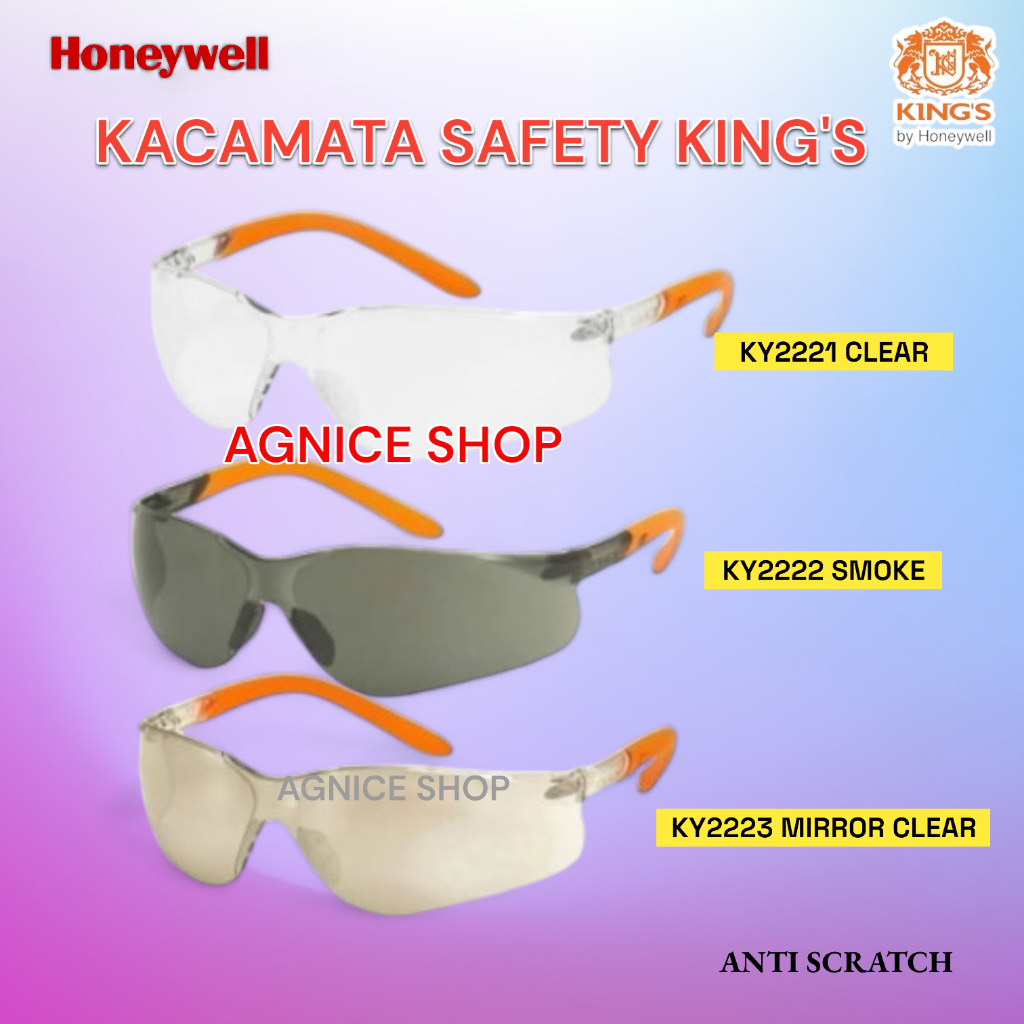 Jual Kacamata Safety KINGS Honeywell KY2222 SMOKE Anti-Scratch. Anti UV ...