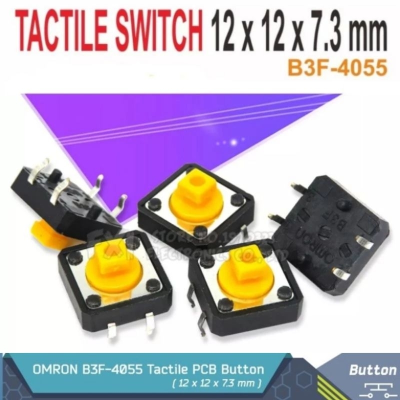 Jual Omron 12x12x7.3 Switch Push Button B3F-4055 Saklar Senter | Shopee ...