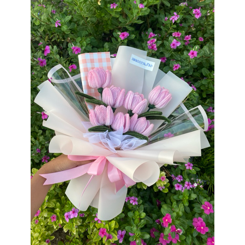 Jual Buket Bunga Pipe Cleaner Kawat Bulu Bunga tulip Murah kado ...