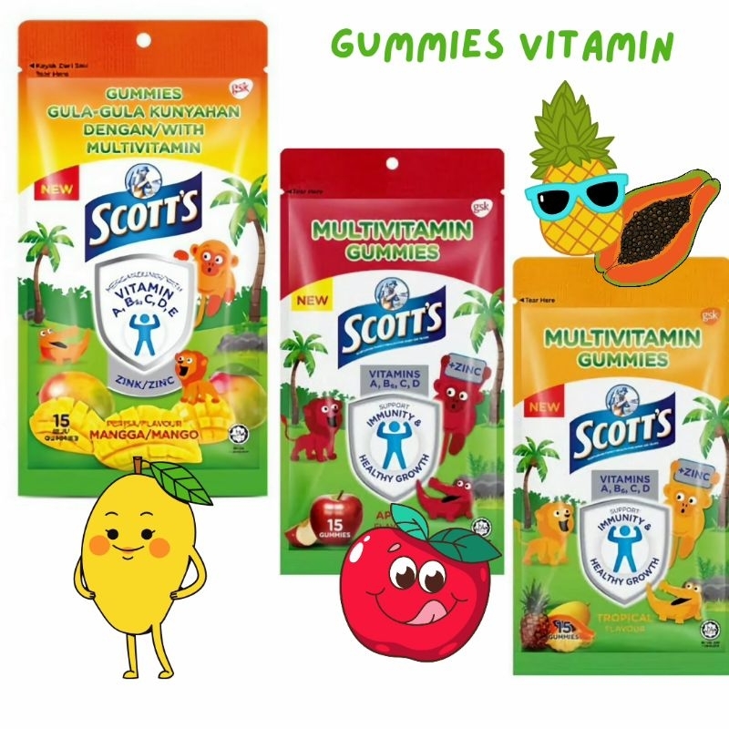 Jual SCOTTS Gummy Multivitamin Kids Vitamin Anak Balita Kesehatan Imun ...