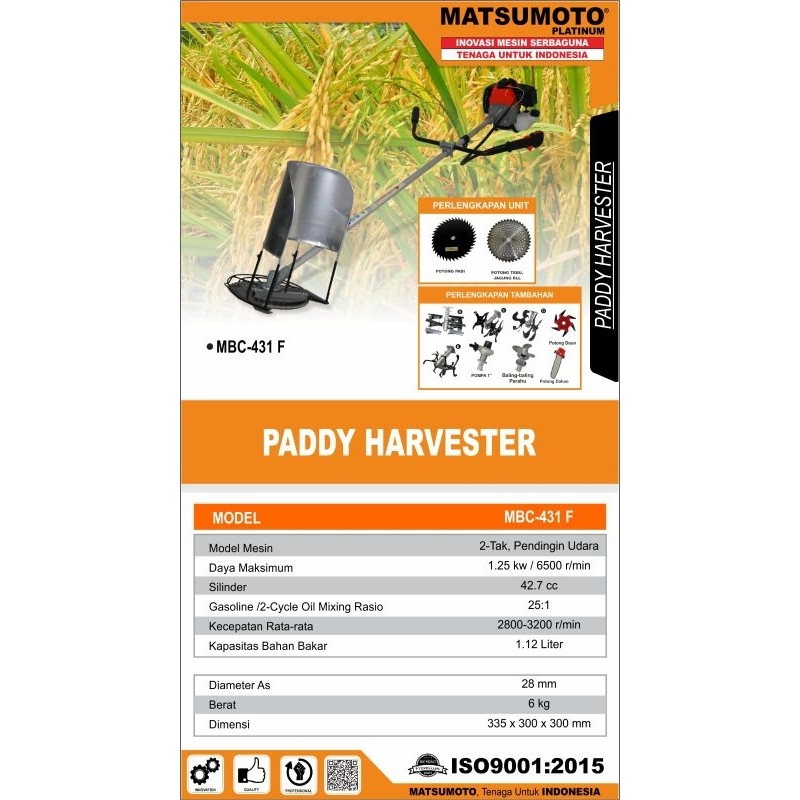 Jual MESIN PEMOTONG PADI PADDY HARVESTER 2 TAK MBC-431 F MATSUMOTO ...
