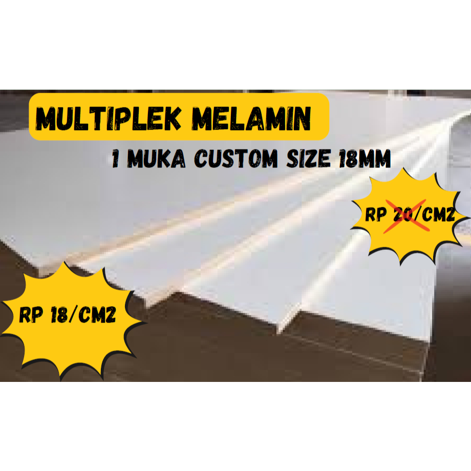 Jual Multiplek Melamin 1 muka custom size 18mm | Shopee Indonesia