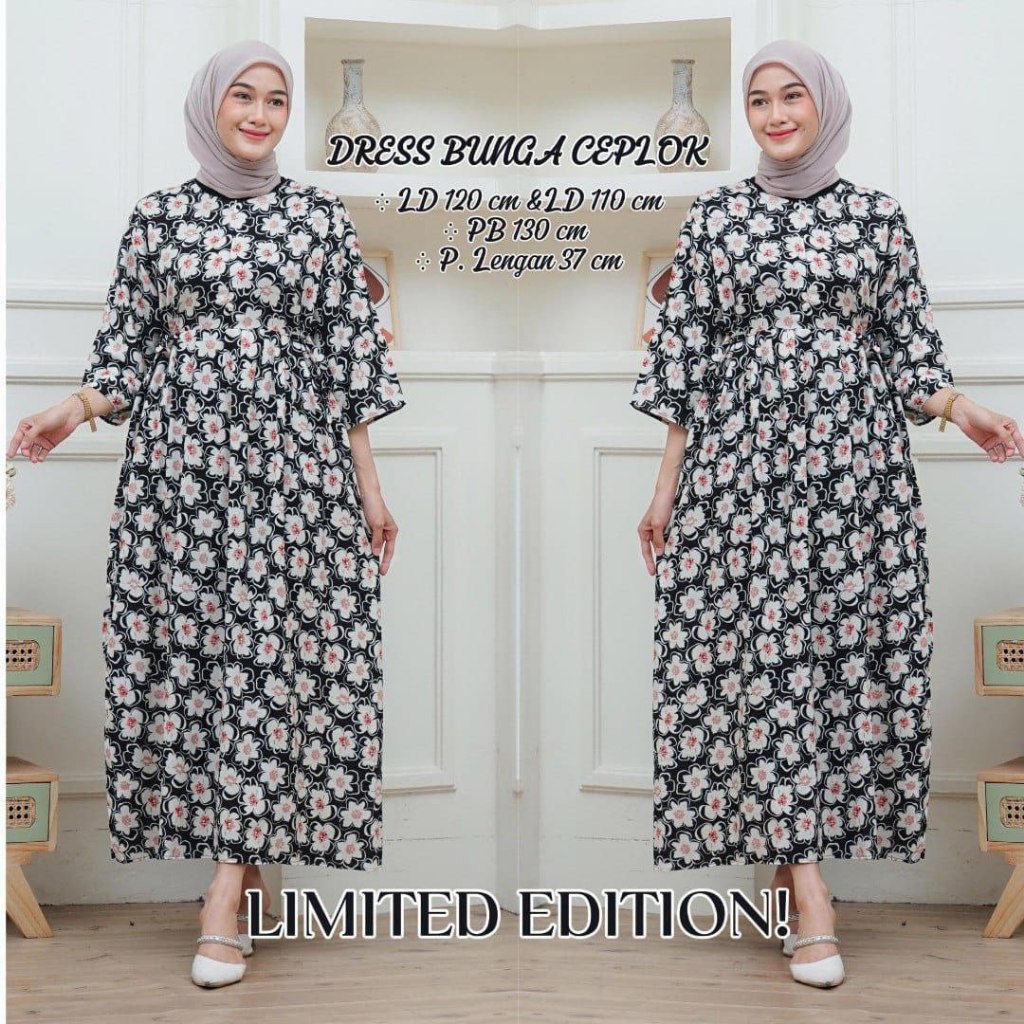 Jual Daster Gamis Lengan 3/4 Rayon Motif Etnik Premium Busui Friendly ...