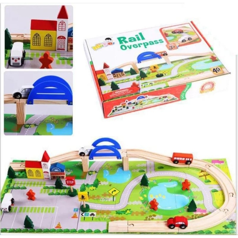 Jual [capt] Mainan Kayu Edukasi Anak Rel Mobil Mobilan Taman Kota ...
