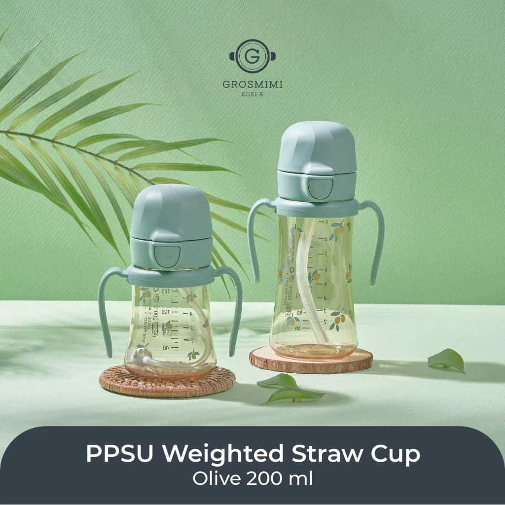 Jual GROSMIMI PPSU OLIVE WEIGHTED STRAW CUP 200/300ML (PISCACHIO) | Shopee Indonesia