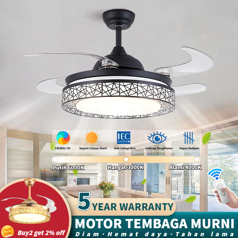 Jual Lampu Kipas Angin Gantung Plafon 42 inch remote 3warna/6kecepatan ...