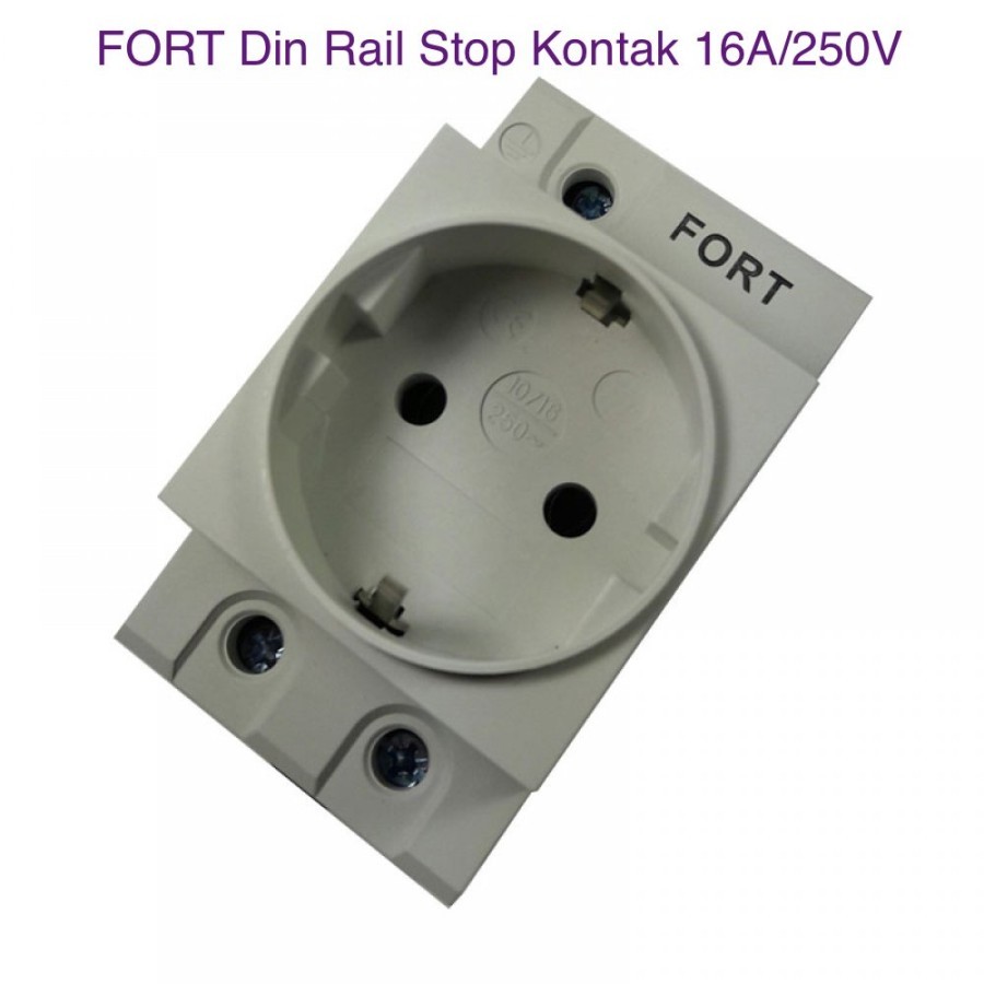 Jual FORT Stop Kontak Dinrail Socket AC 220V 16A/250V Din Rail Mounting Panel FTK250 | Shopee ...