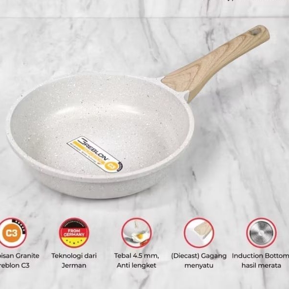 Jual Cypruz Frypan White Granite Greblon Diecast - 26 cm | Shopee Indonesia