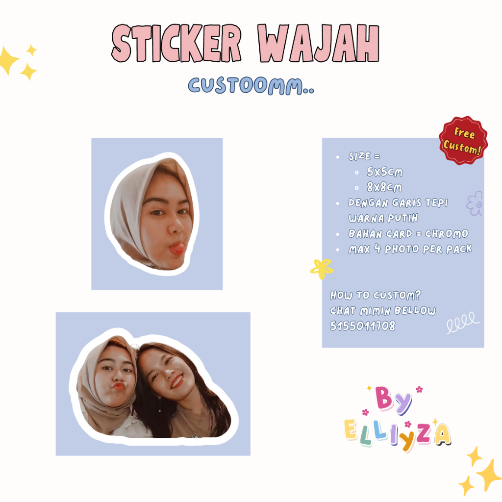 Jual Sticker Cutting Wajah Custom - By.elliyza | Shopee Indonesia