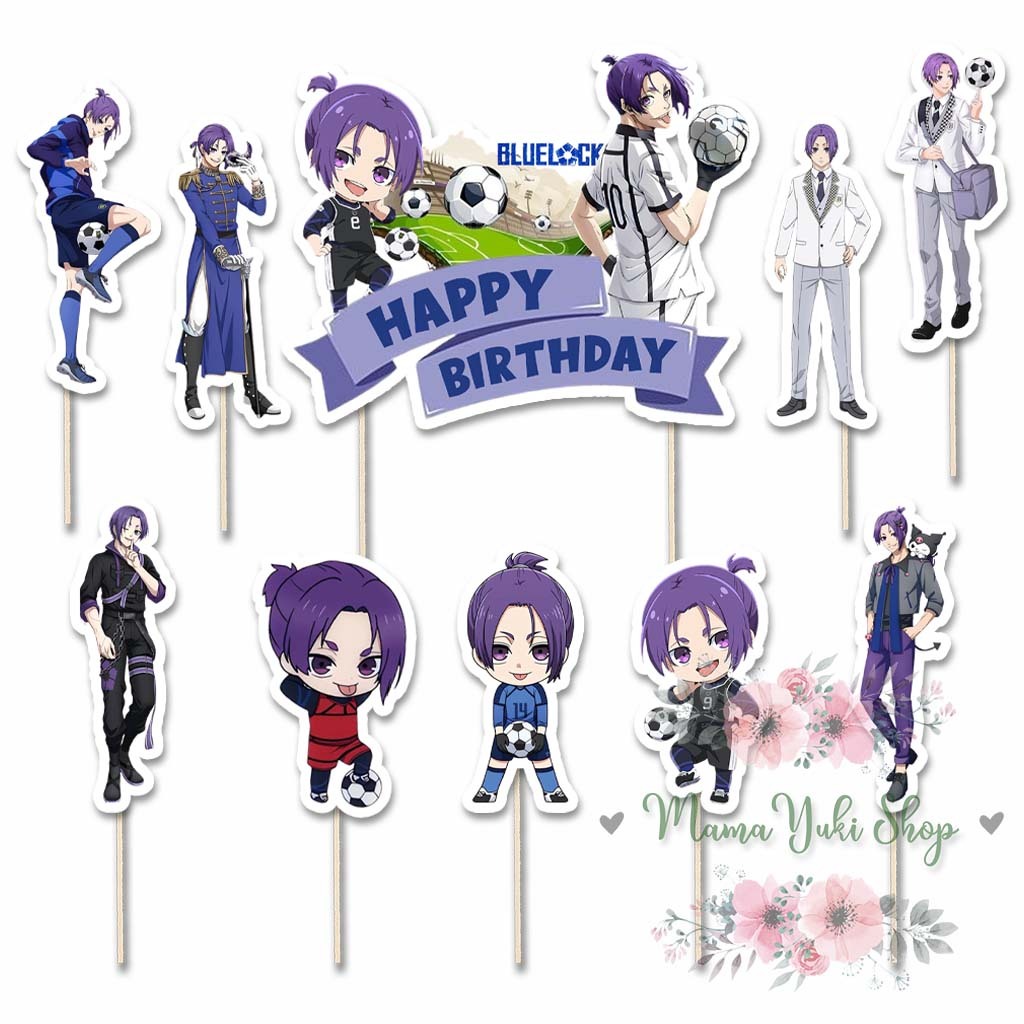 Jual Topper Cake Hiasan Kue Ulang Tahun Anak motif MIKAGE REO BLUE LOCK ...