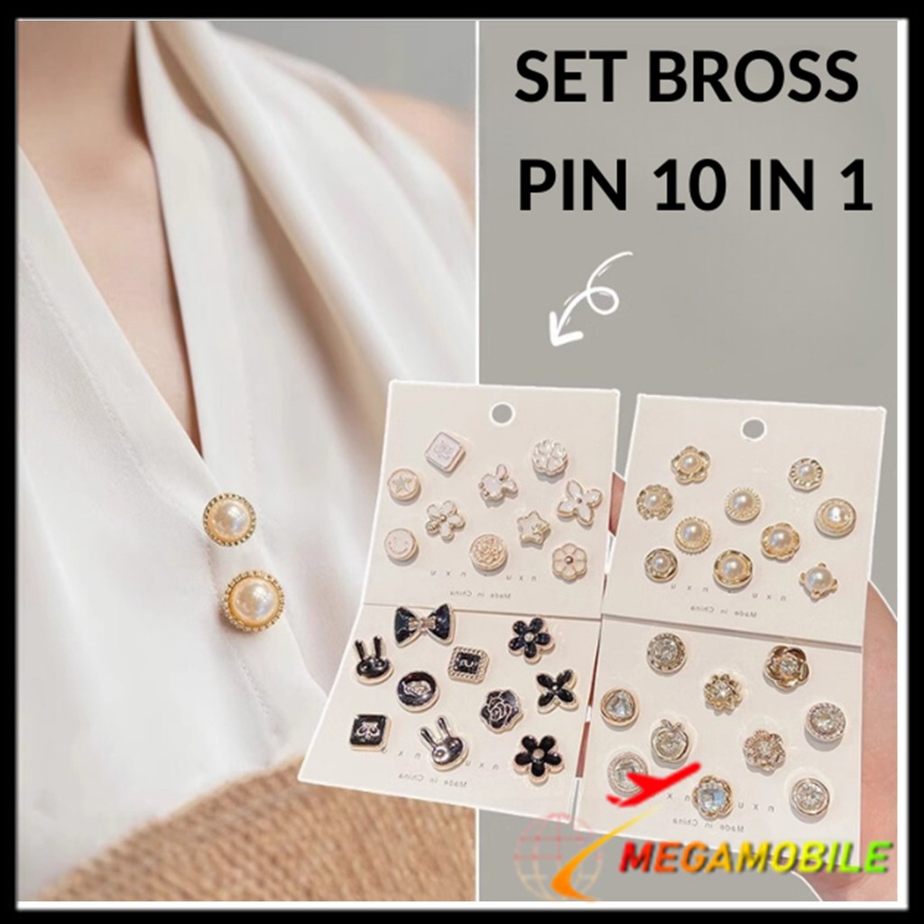 Jual MM Kancing 10pcs Dapat Dilepas Set Bros Pin 10 In 1 Motif Bunga ...