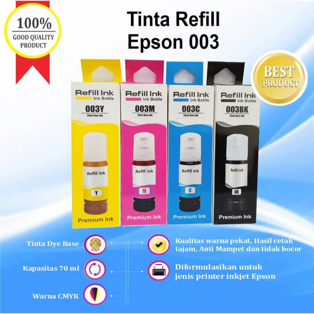 Jual Refill Tinta 003 Premium Refill Printer Epson L1110 L3110 L3150 ...