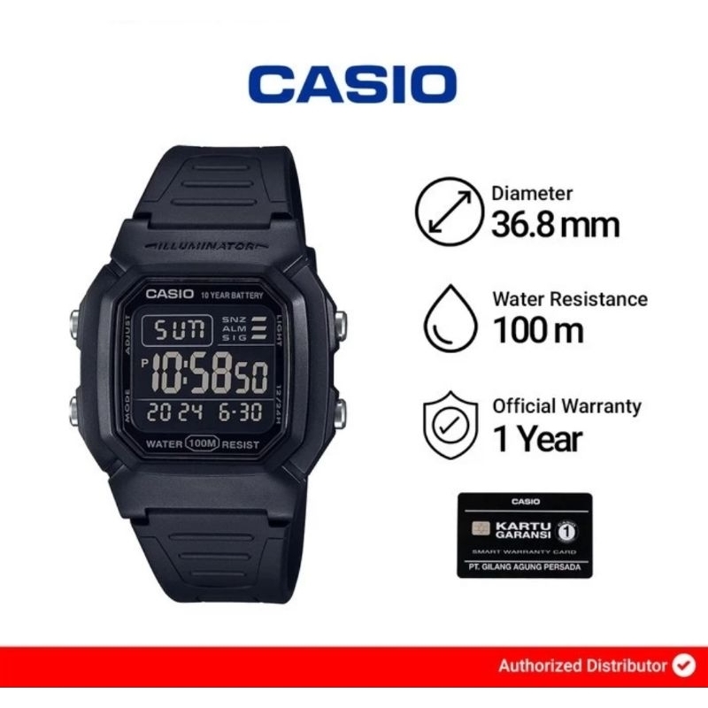 Jual Jam Tangan Pria Casio W-800H-1B Digital Dial Black Resin Band | Shopee Indonesia