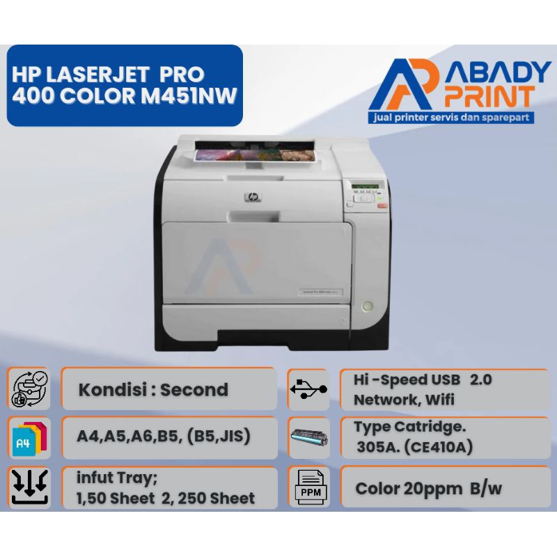 Jual Hp Laserjet Pro 400 Color M451nw | Shopee Indonesia