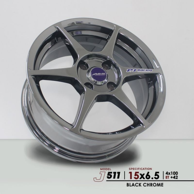 Jual Velg P1 ring 15 lebar 6.5 et 42 pcd 4x100 black chrome | Shopee ...