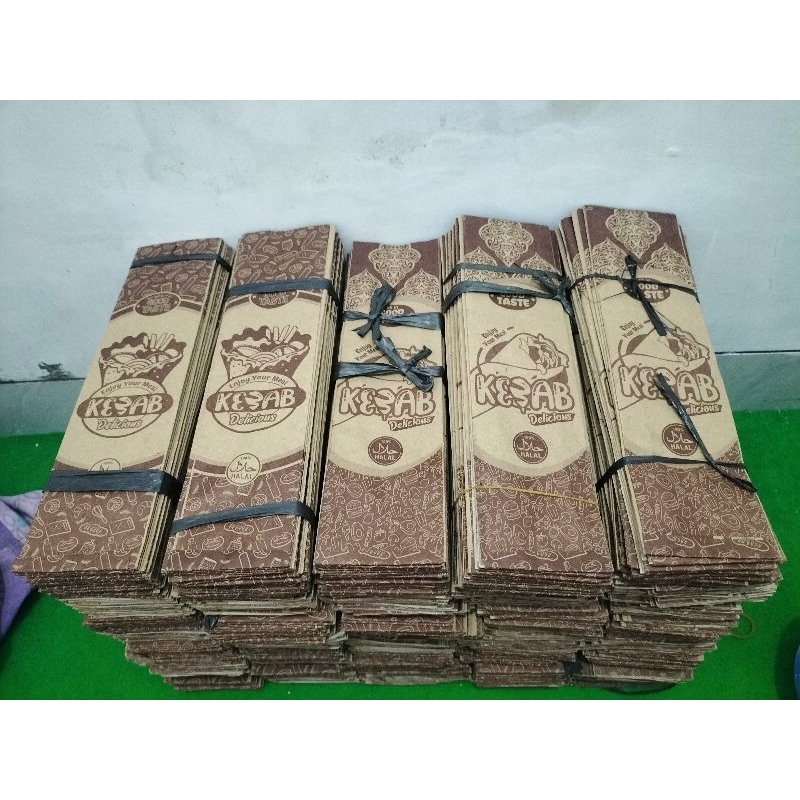 Jual 100 pcs kemasan kebab kertas kebab wadah kebab dus kebab bahan ...