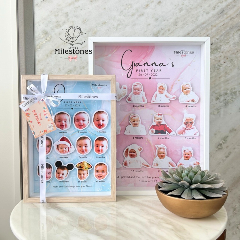 Jual [1-12 MONTHS MILESTONE B] ONE YEAR BABY 3D FRAME | Baby Gift ...