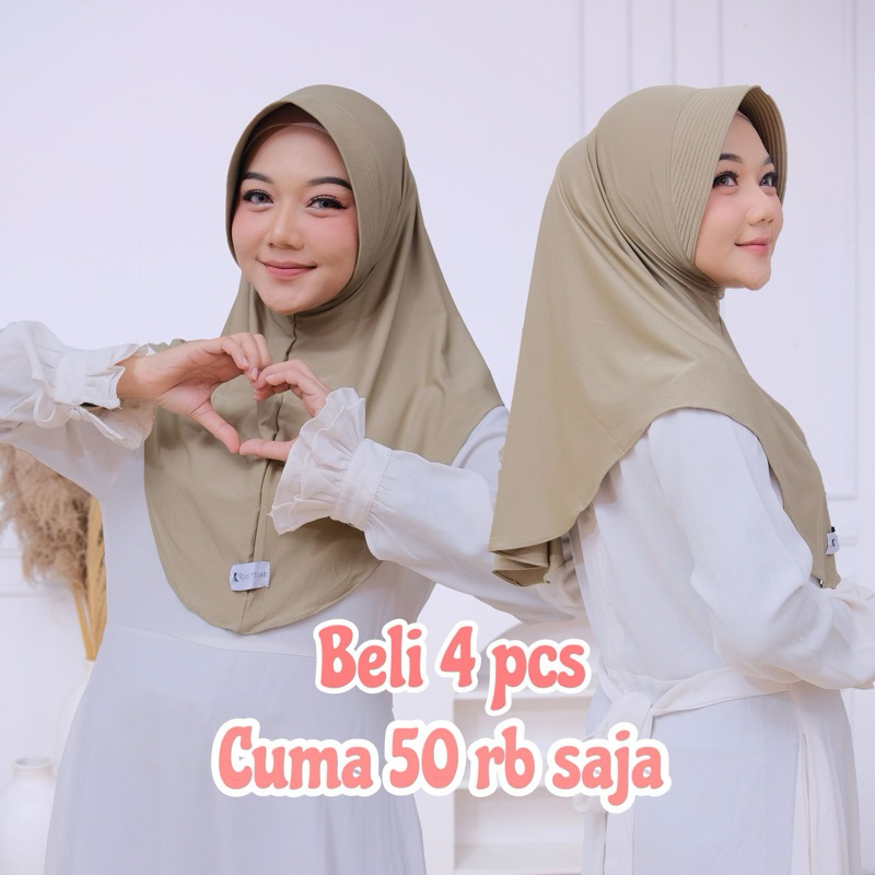 Jual ( 50 RB ISI 4 PCS ) bergo hamidah menutup dada Size M label woven/hijab instan daily sport ...