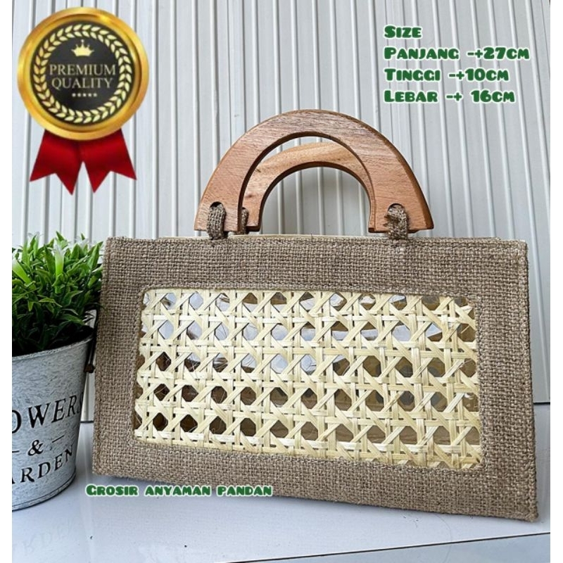 Jual Tas parcel GONI MIX BAMBU HANDLE KAYU STANDAR tas hampers anyaman goodiebag souvenir ...