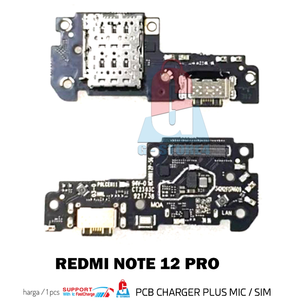 Jual PCB CAS / KONEKTOR CHARGER XIAOMI REDMI NOTE 12 PRO 5G ORIGINAL ...