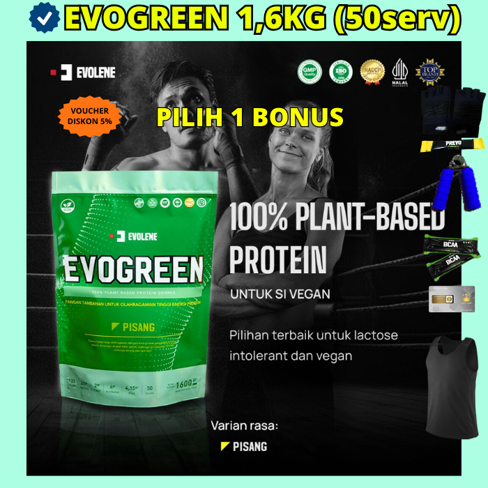 Jual EVOGREEN 50 Sachet Evolene Plant Based Protein Vegan Friendly Rasa ...