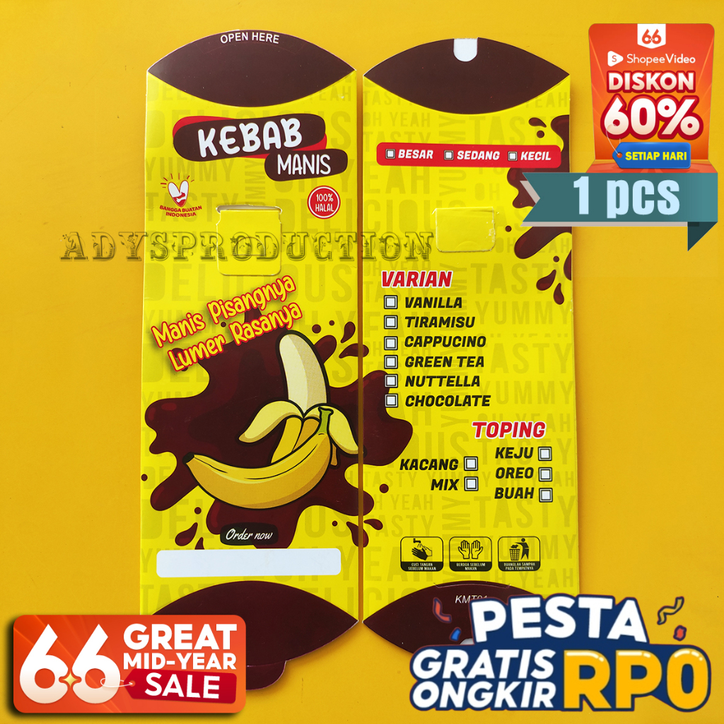 Jual Kardus Piscok MURAH | Bungkus Kebab Pisang Coklat | Kemasan Kebab ...