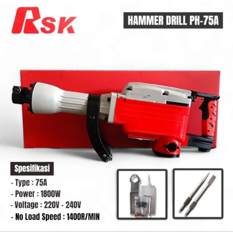 Jual RSK MESIN JACK HAMMER BOBOK BETON DEMOLITION HAMMER MOD-75A ...