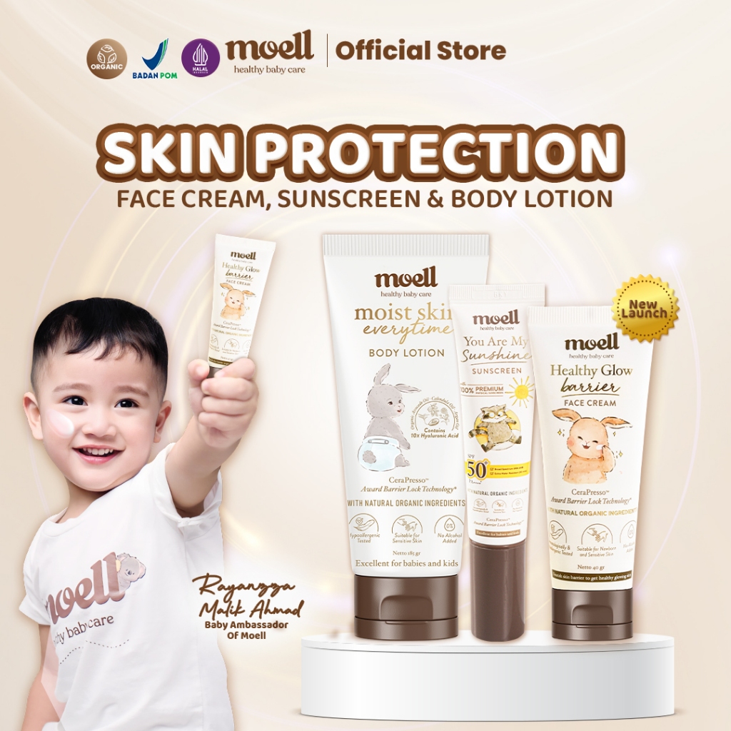 Jual Moell Skin Protection - Face Cream 40gr & Physical Sunscreen 30gr ...