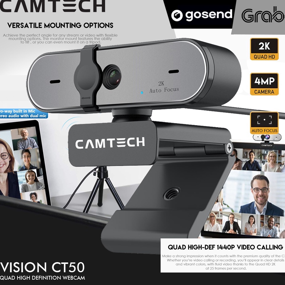 Jual CAMTECH Webcam 2K 4MP CT5 QHD 144P With Auto Focus Auto White ...