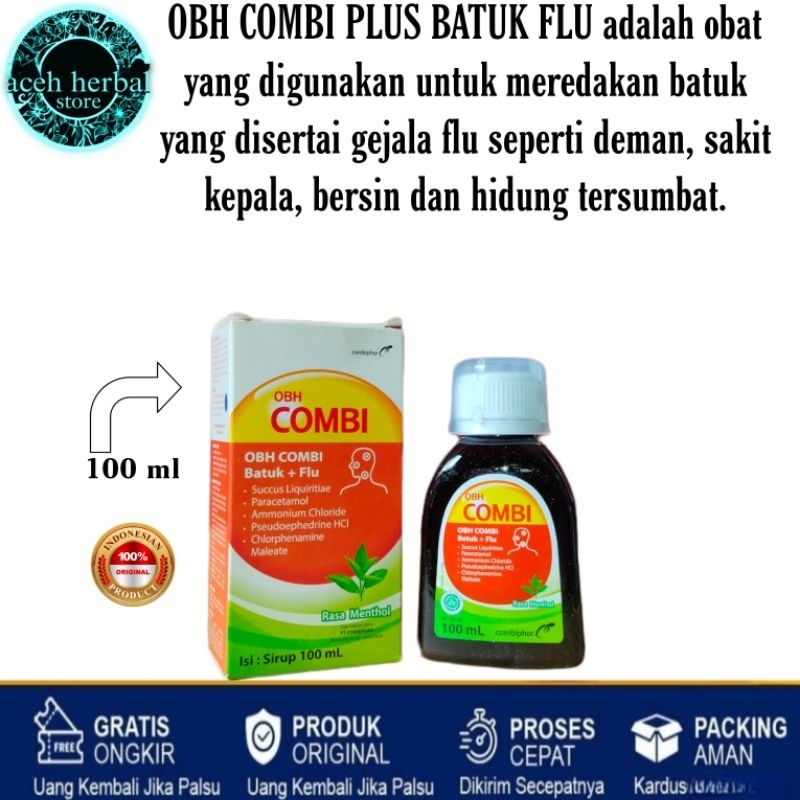 Jual OBH Combi Batuk Plus Flu 100 Ml-meredakan batuk flu demam, hidung ...