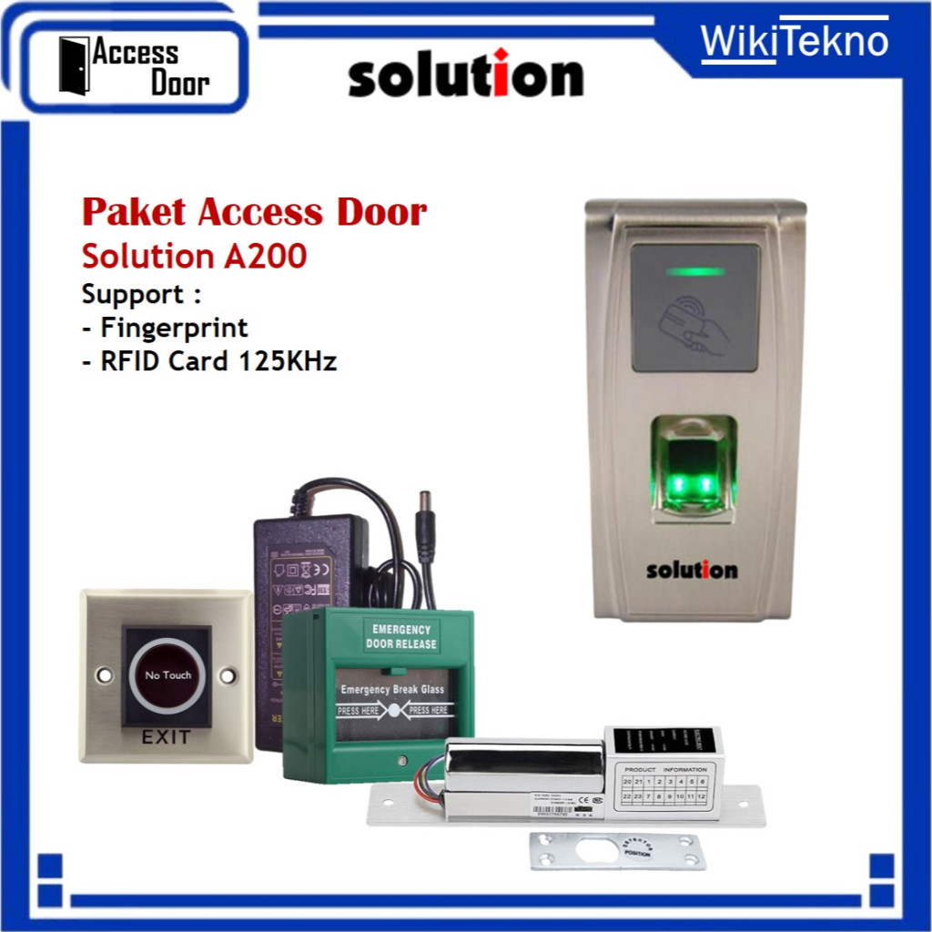 Jual Paket Access Door Fingerprint & Card Solution A200 - Pintu Kaca ...