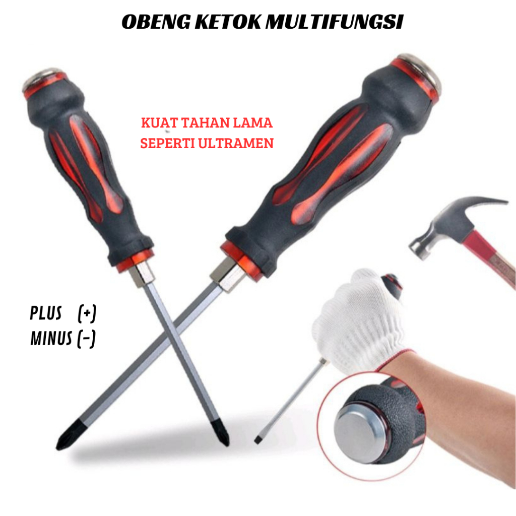 Jual Obeng Ketok Multifungsi plus minus harga satuan 4 inch Vanadium ...