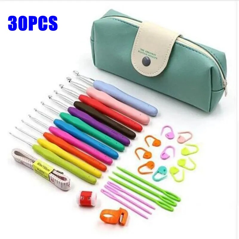 Jual Set Kait Crochet Set Menangani Jarum Rajut Kit Dengan Klip Jahit ...