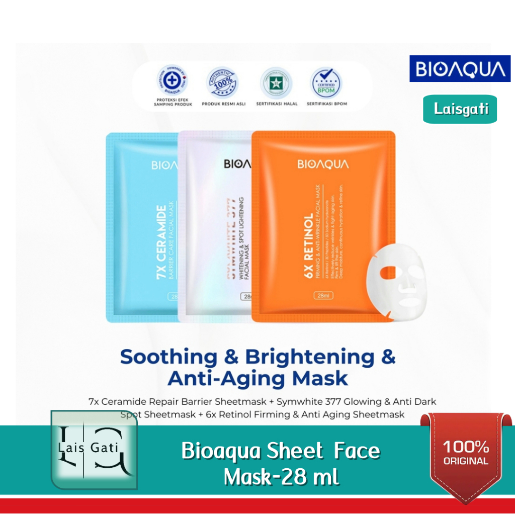 Jual BIOAQUA Sheet Mask SymWhite 377/ 7X Ceramide / 6X Retinol Anti ...