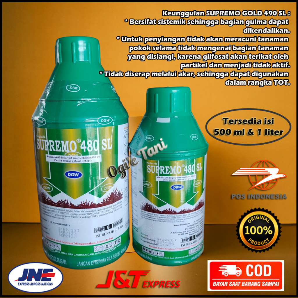 Jual Herbisida SUPREMO 480 SL, herbisida sistemik purna tumbuh, Isi ...