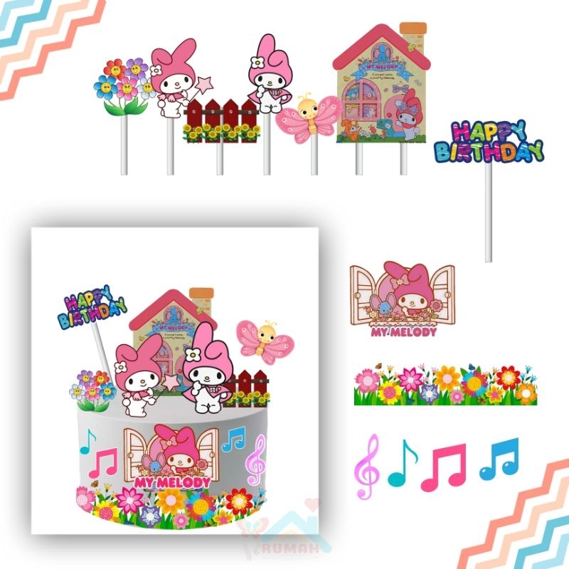 Jual topper my melody/hiasan kue ulang tahun/topper karakter/toppercake ...