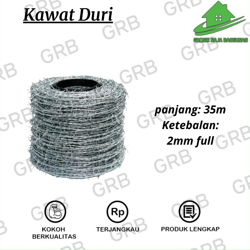 Jual Kawat Duri Pagar Silet Galvanis TEBAL 1 Roll 35 Meter / Kawat Pengaman Pagar & rumah / ANTI ...