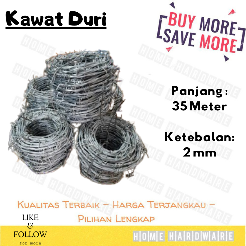 Jual Kawat Duri Pagar Galvanis 35 Meter 1 Roll / Kawat Pengaman Pagar ...