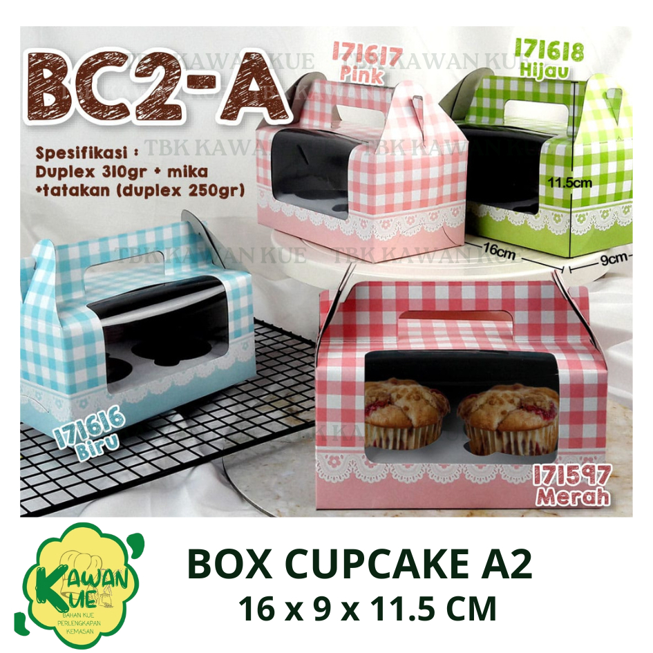 Jual Box Cup Cake isi 2 - Kotak Muffin isi 2 Ukuran 16 x 9 x 11,5 cm ...