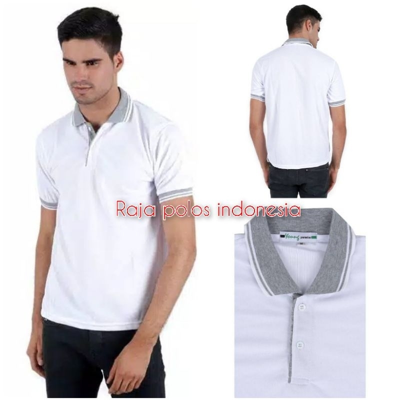 Jual Kaos Polo Polos Putih kerah abu Kaos Kerah Polos Kaos Lakoste Polo Shirt Pria & Wanita ...